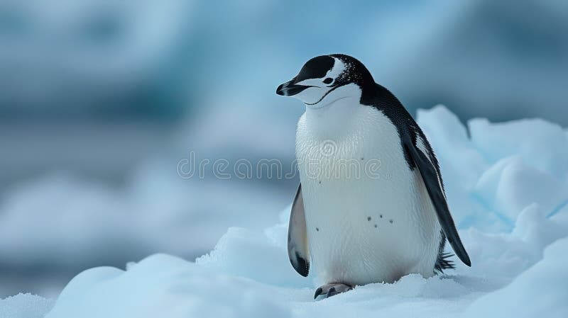 One Penguin in Antarctica, Surrounded by Snow and Ice Stock Image ...