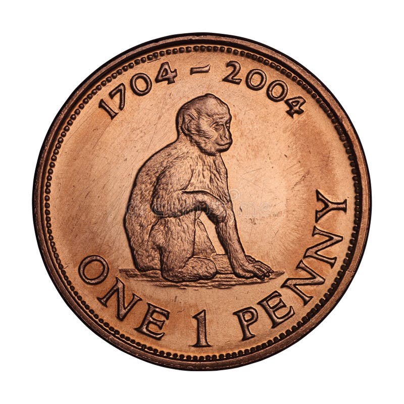 One Penny Coin from 2004 with a Monkey Stock Image - Image of gibraltar ...