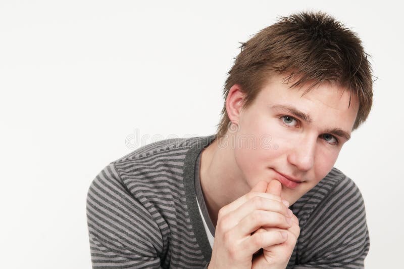 One pensive young man stock image. Image of white, young - 17405777