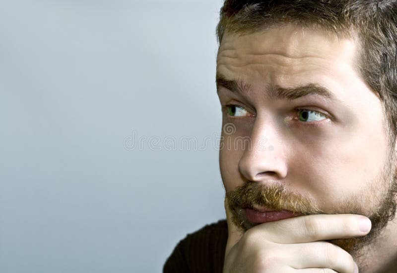 One Pensive Young Man with Expressive Eyes Stock Photo - Image of ...