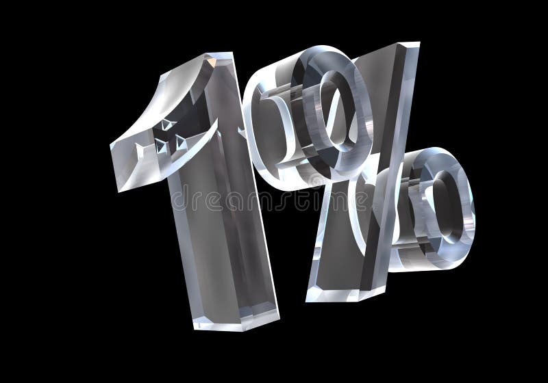 One percent in glass (3D) stock illustration. Illustration of numbers ...