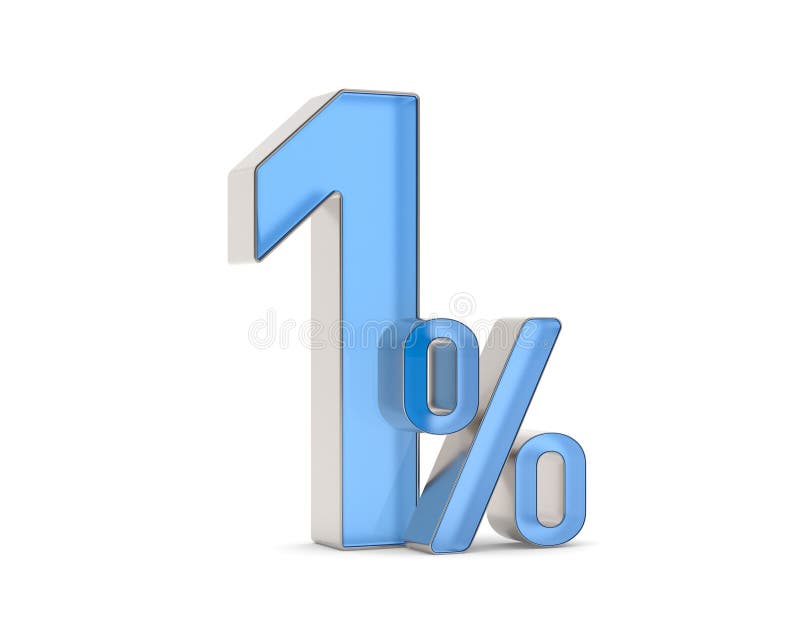 One Percent on White Background. Isolated 3D Illustration Stock ...