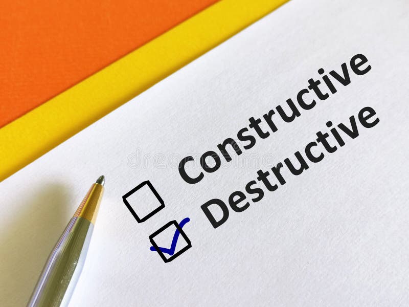 Constructive - Destructive Traffic Sign on Blue Sky Stock Image - Image ...