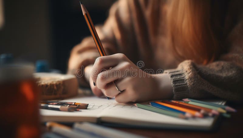 One Person Drawing, Painting, and Coloring with Creativity and ...