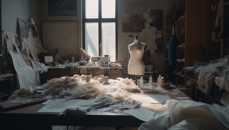 One Person, an Expert Artist, Making Pottery in Messy Workshop ...