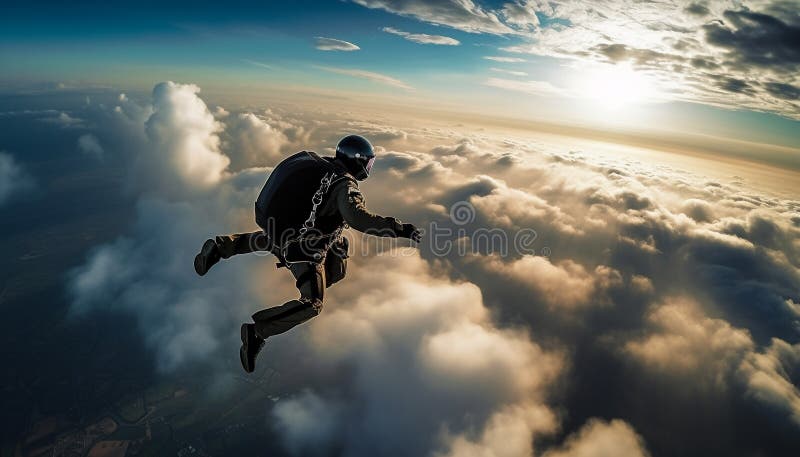 One Person Flying High in the Sky, Extreme Exhilaration Generated by AI ...