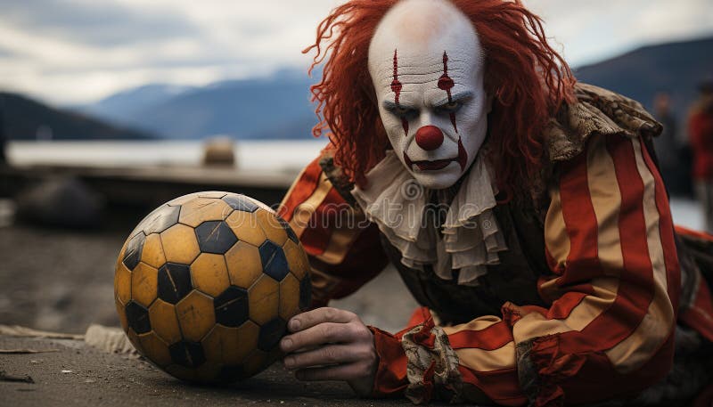 One Person Playing Soccer Outdoors, Having Fun on Halloween Generated ...
