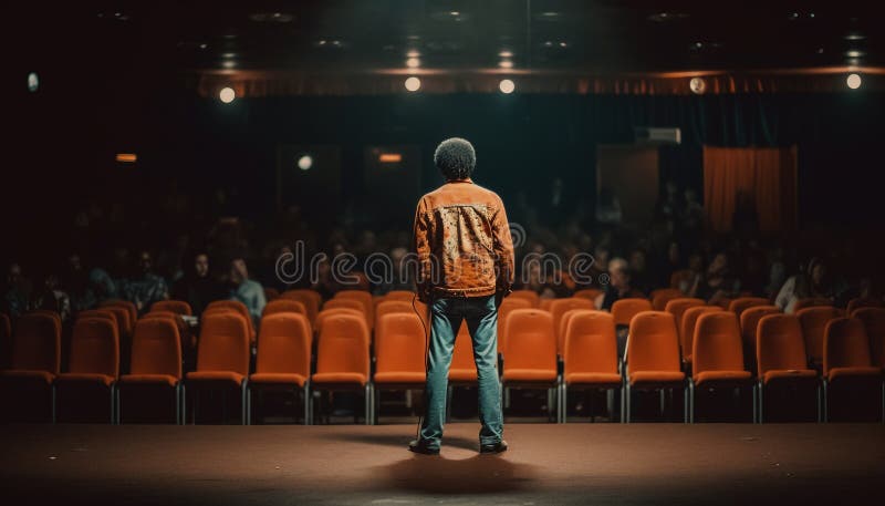 One Person Sitting in an Auditorium Watching a Theatrical Performance ...