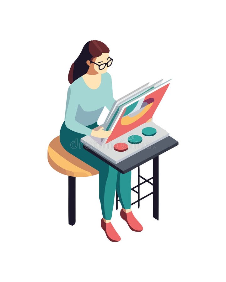 One Person Sitting, Working Creatively Stock Vector - Illustration of ...