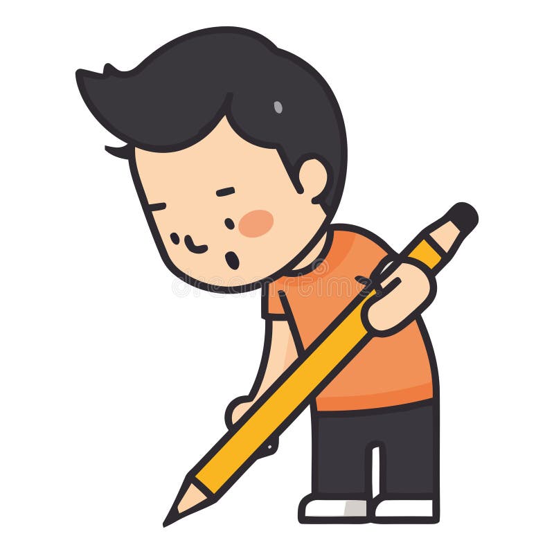 One Person Smiling while Drawing Stock Vector - Illustration of drawing ...