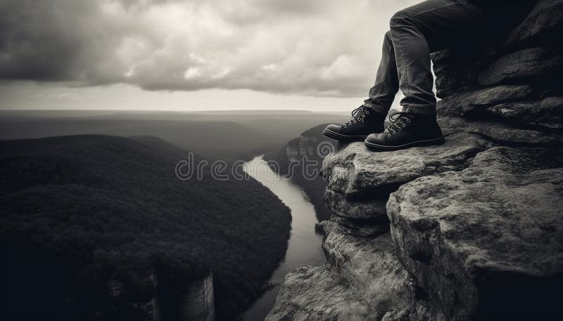 One Person Standing High Up, Rock Climbing for Inspiration Generated by ...