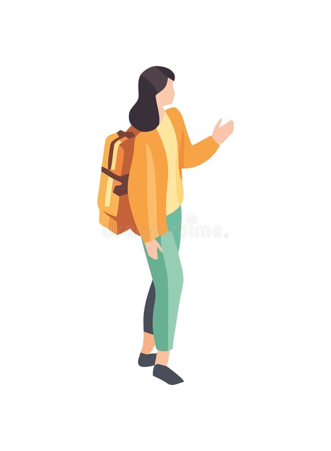 One Person Walking with Backpack on Adventure Stock Vector ...