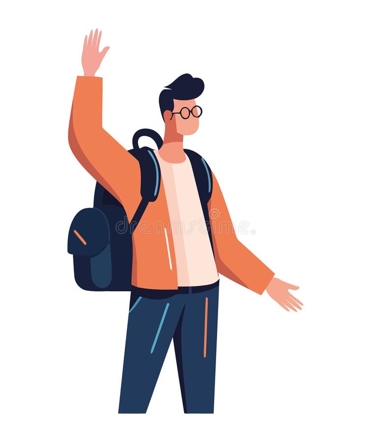 One Person Walking with Backpack, Vector Illustration Stock Vector ...