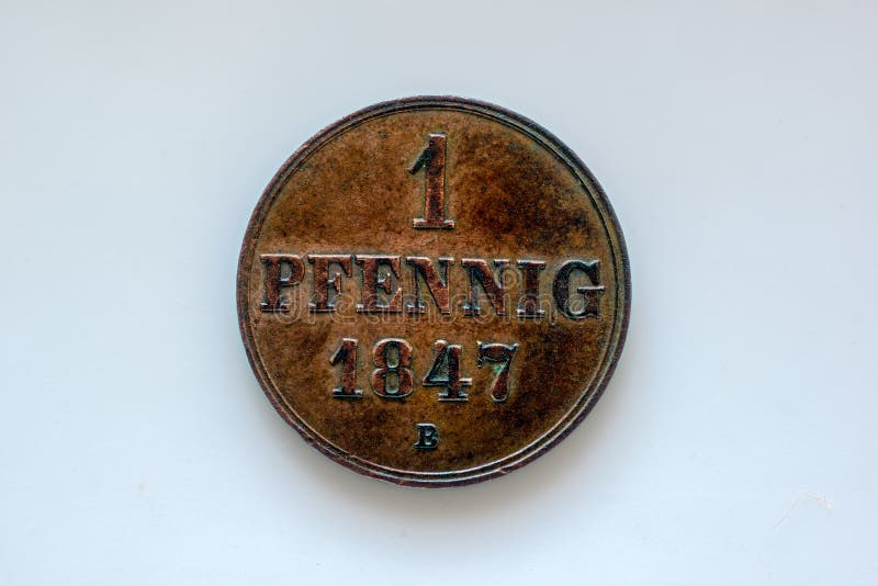 One Pfennig, Kingdom of Hanover 1847 Stock Image - Image of isolated ...