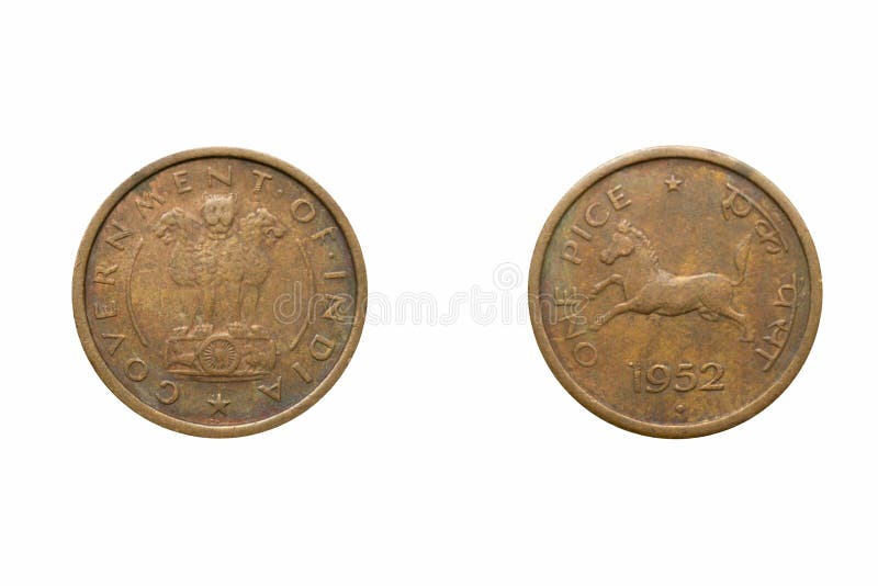 One Pice Coin Year 1952, Front and Back Stock Photo - Image of antique ...