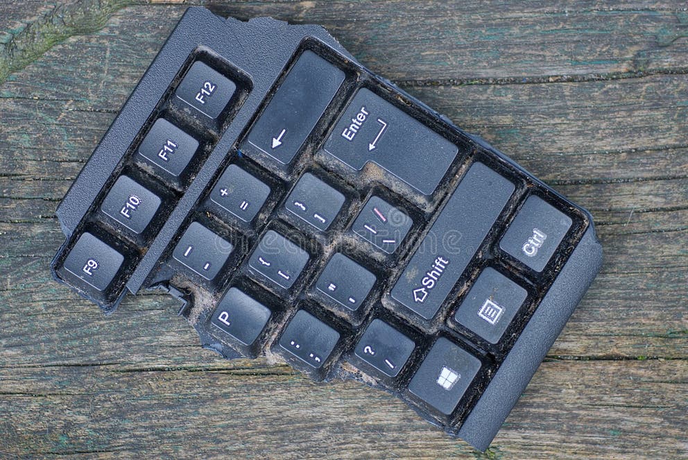 One Piece of a Broken Broken Plastic Black Computer Keyboard Stock ...