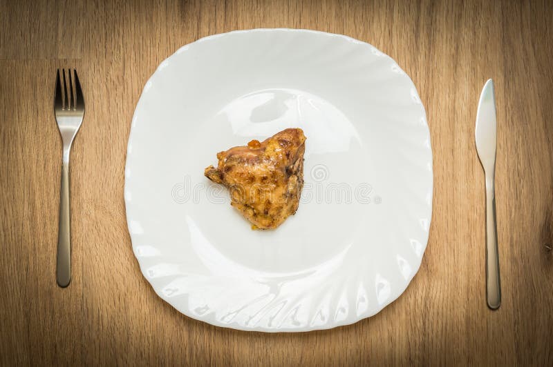 One Piece of Chicken on White Plate Stock Image - Image of cuisine ...