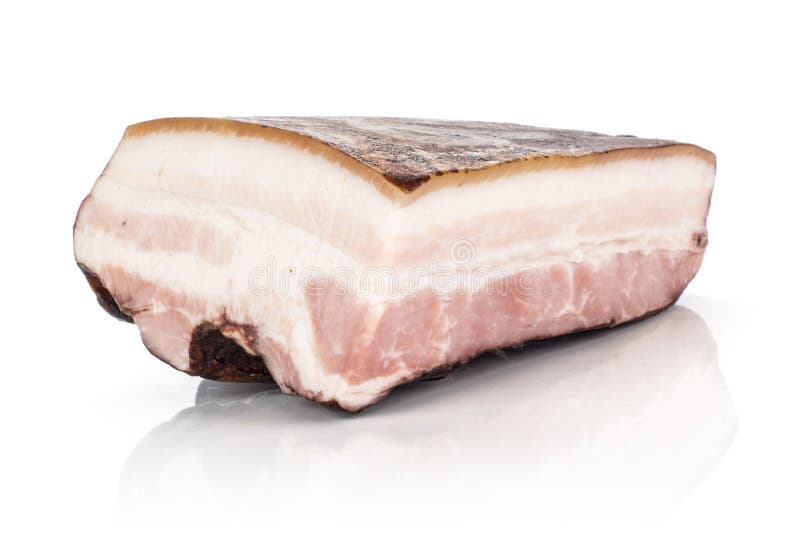 Fresh Smoked English Bacon Isolated on White Stock Photo - Image of ...