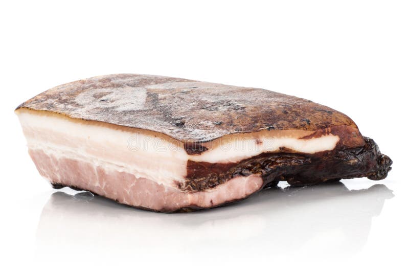 Fresh Smoked English Bacon Isolated on White Stock Image - Image of ...