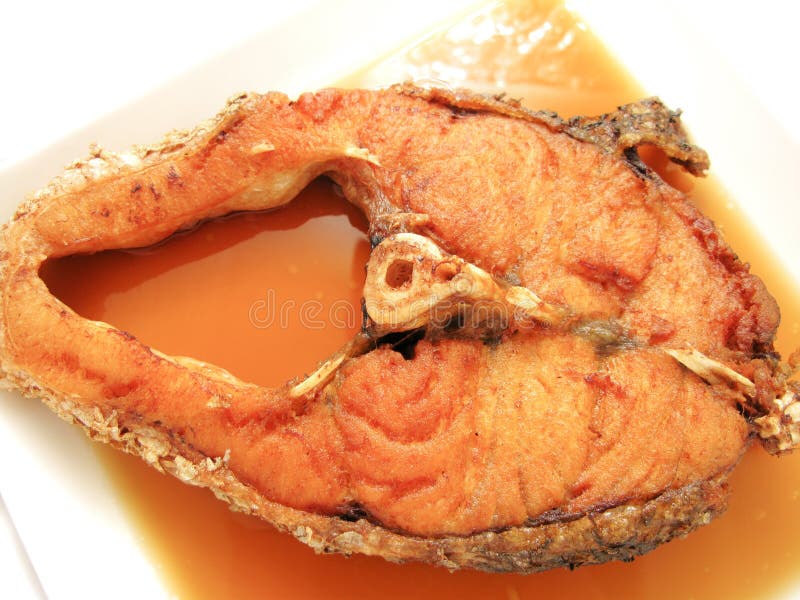 Fried Fish with Fish Sauce Prepare for Serve in the Restaurant Stock ...