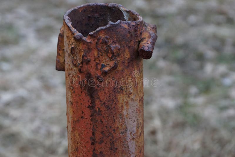 Part of a Long Rusty Brown Pipe on a Street Pillar Stock Image - Image ...