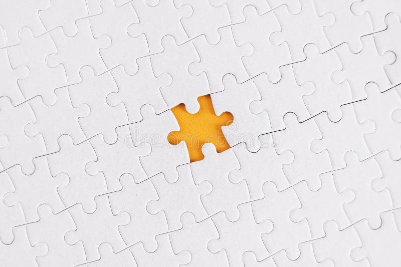 One Piece Missing from almost Complete Jigsaw Puzzle Stock Image ...