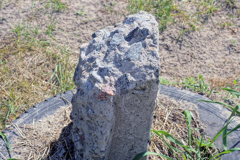 One Piece of an Old Gray Concrete Pillar Stock Image - Image of earth ...