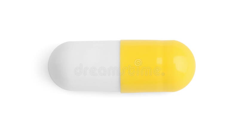 One Pill Isolated on White, Top View Stock Image - Image of health ...