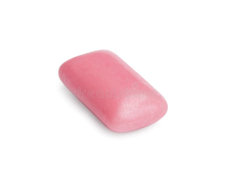 One Pink Chewing Gum Isolated on White Stock Image - Image of flavor ...