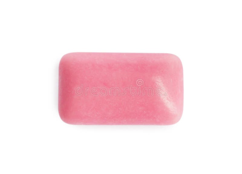 One Pink Chewing Gum Isolated on White, Top View Stock Image - Image of ...