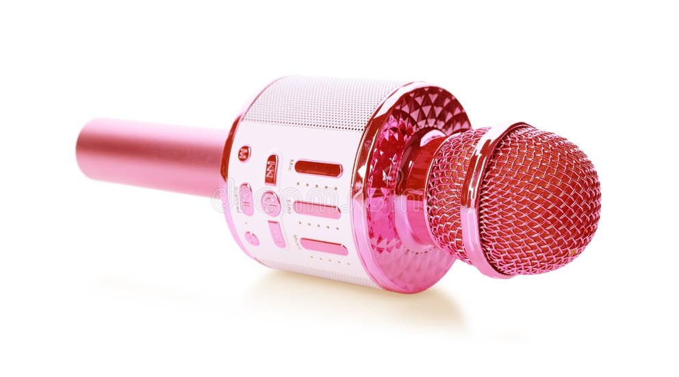One Pink Karaoke Microphone Isolated on White Stock Image - Image of ...