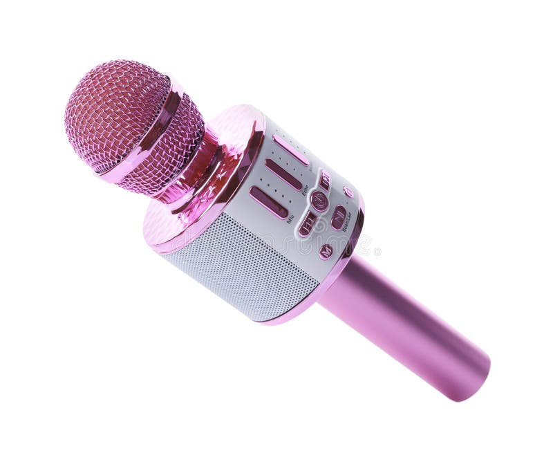 One Pink Karaoke Microphone Isolated on White Stock Photo - Image of ...