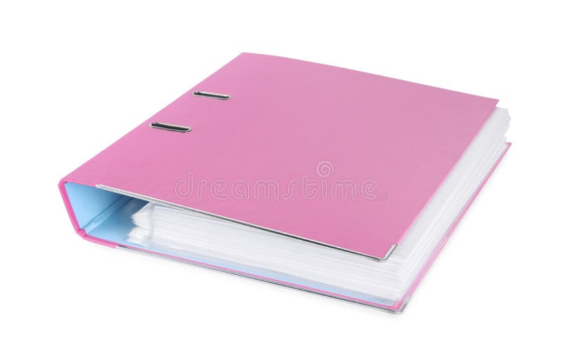 One Pink Office Folder Isolated on White Stock Photo - Image of dossier ...