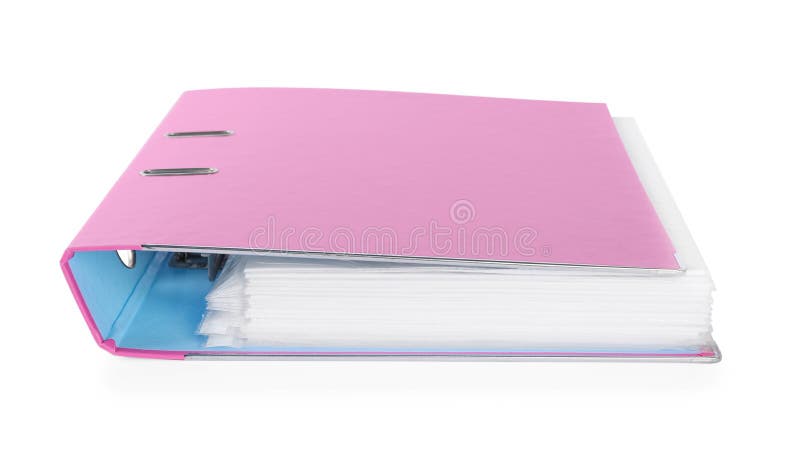 One Pink Office Folder Isolated on White Stock Image - Image of ...