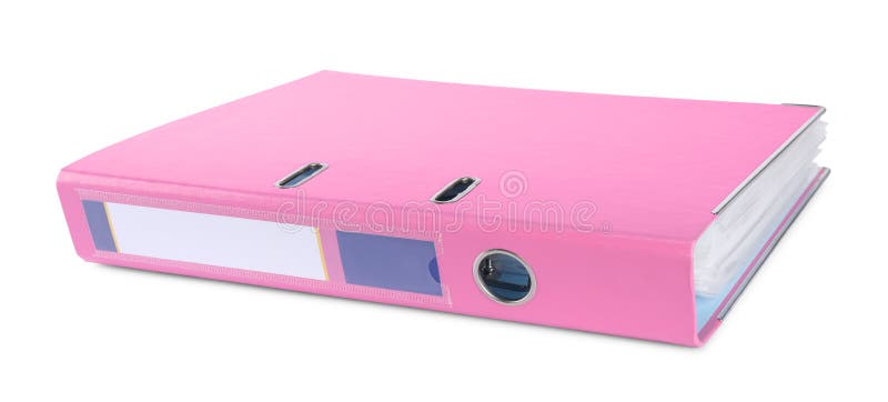 One Pink Office Folder Isolated on White Stock Image - Image of binder ...