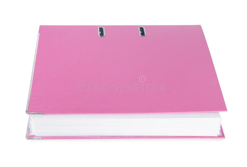 One Pink Office Folder Isolated on White Stock Photo - Image of binder ...