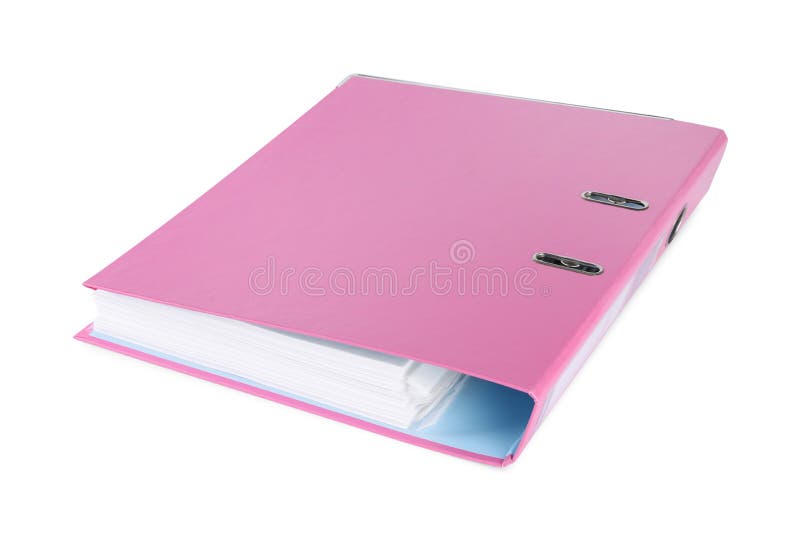 One Pink Office Folder Isolated on White Stock Photo - Image of ...