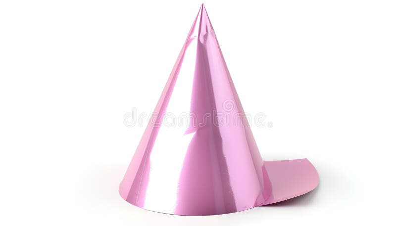 One Pink Party Hat Isolated on White Stock Image - Image of pastel ...