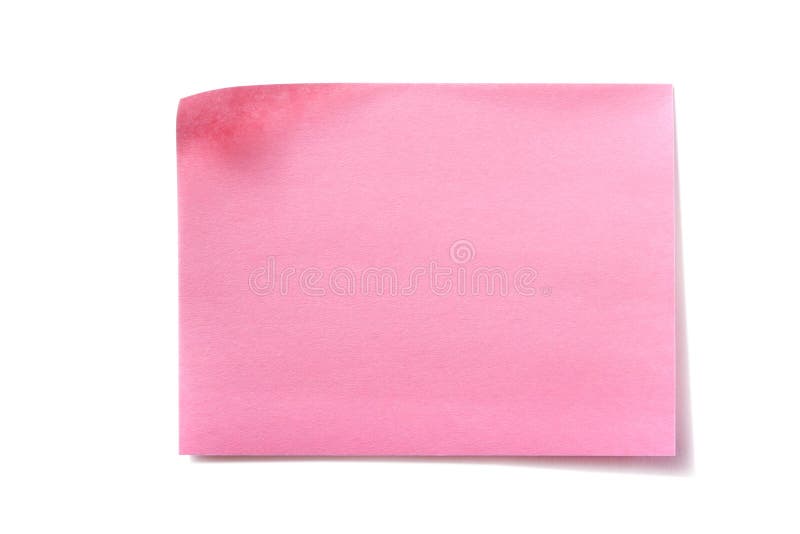 One Pink Sticky Post Note Isolated White Background Stock Image - Image ...