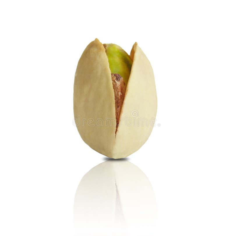 One Pistachio Isolated on White Background, Clipping Path. Stock Photo ...
