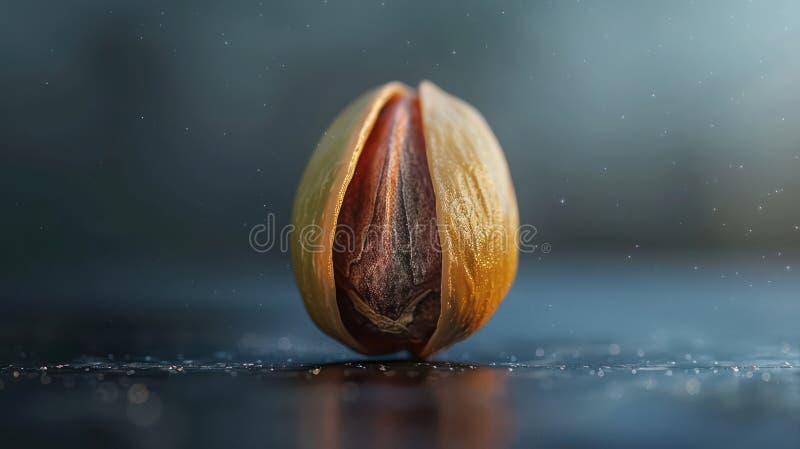 One Pistachio Nut Lies on the Table Close-up, Copy Space. Generative AI ...