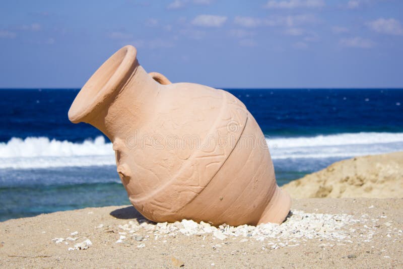 One pitcher on the beach stock image. Image of clouds - 24120977