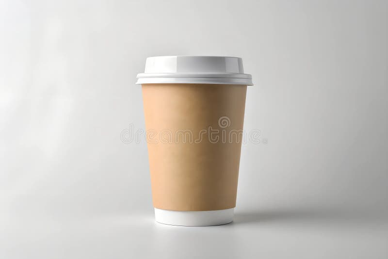 One Plain Coffee Cup Mockup on a White Background Stock Illustration ...