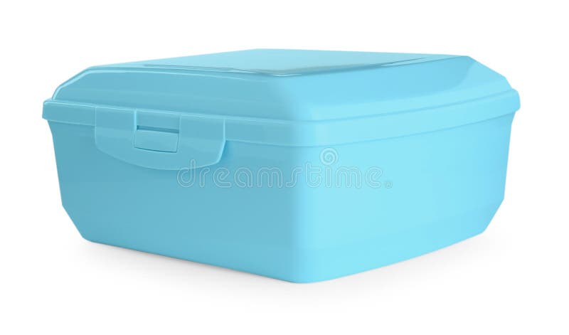 One Plastic Lunch Box Isolated on White Stock Image - Image of blue ...