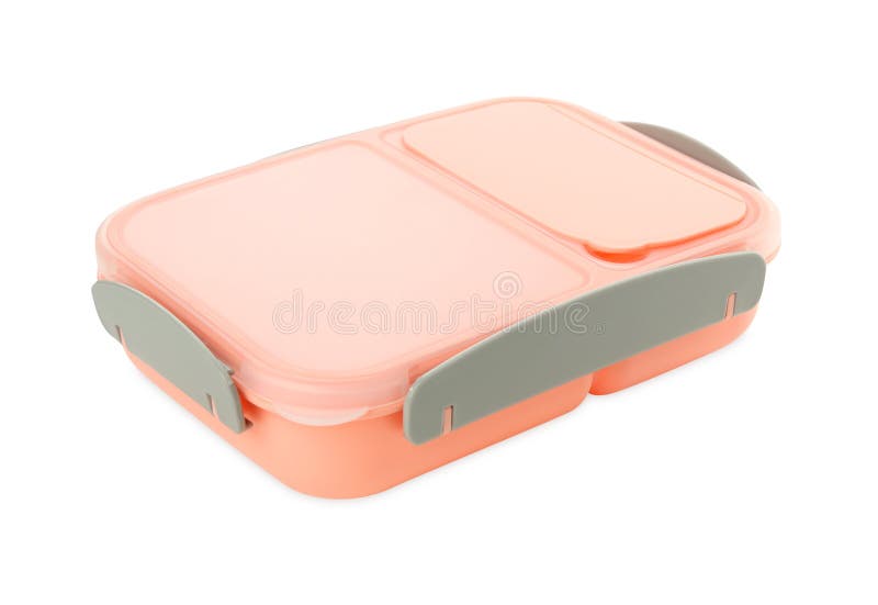 One Plastic Lunch Box Isolated on White Stock Image - Image of diet ...