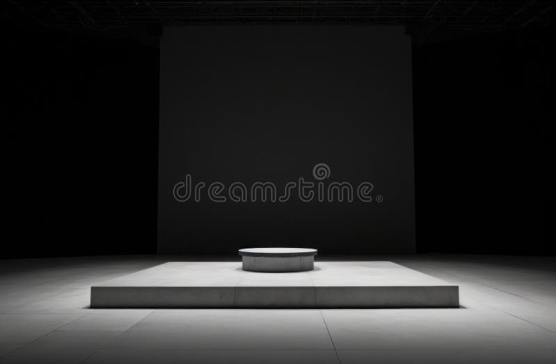 One Platform on a White Stage with Spotlights in the Background. Stock ...