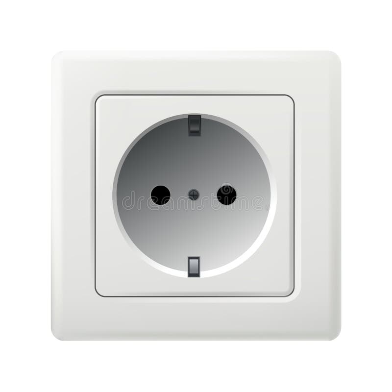 One Plug Socket Power Outlet Isolated on White Background Stock Vector ...
