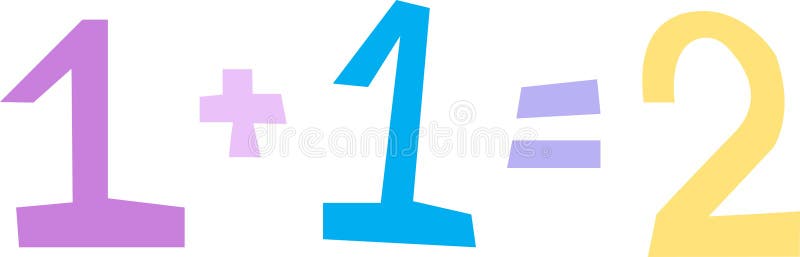 One Plus One Illustration Isolated on White. Vector. Stock Vector ...