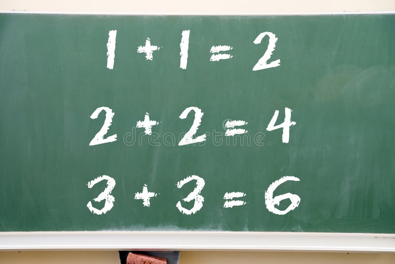 One plus one stock photo. Image of grade, primary, blackboard - 64677966