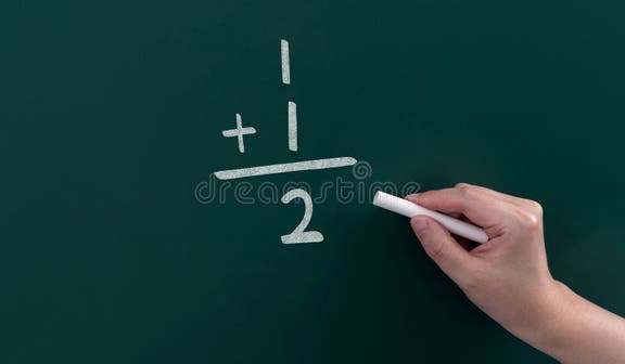 One Plus One Equals Two Written on Chalkboard Stock Photo - Image of ...